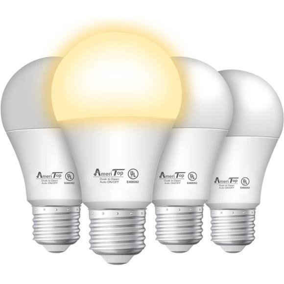 Other | 4 Pack A19 Led Sensor Light Bulbs 9w6 Watt Equivalent 3000k ...